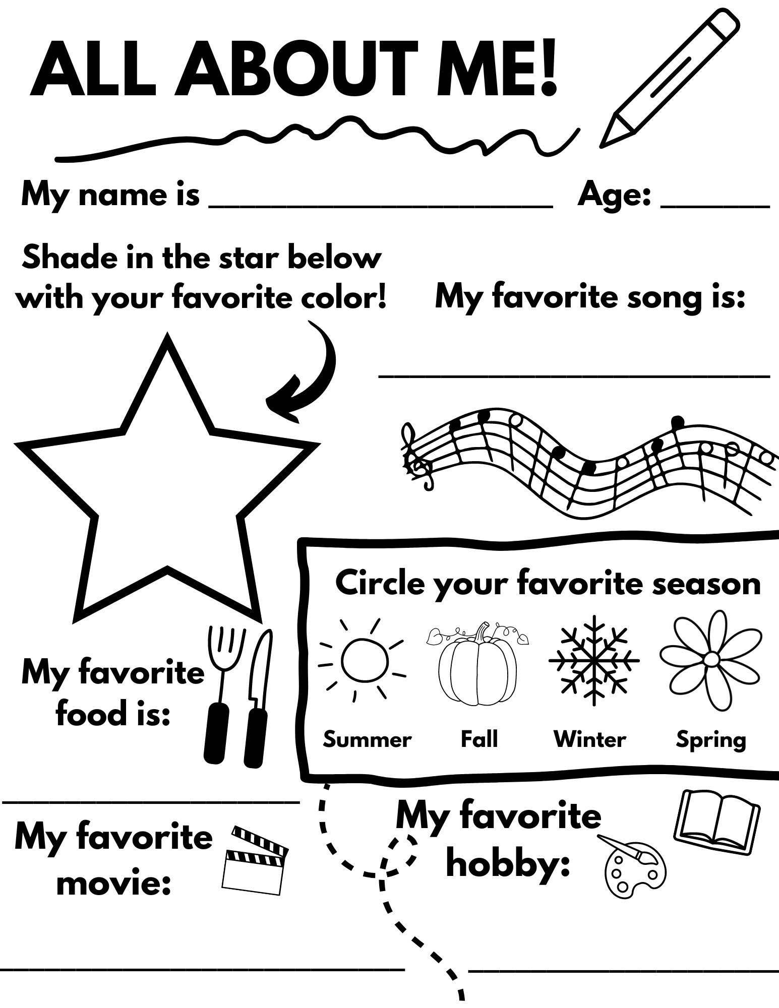 Occupational Therapy All About Me Worksheet - Etsy