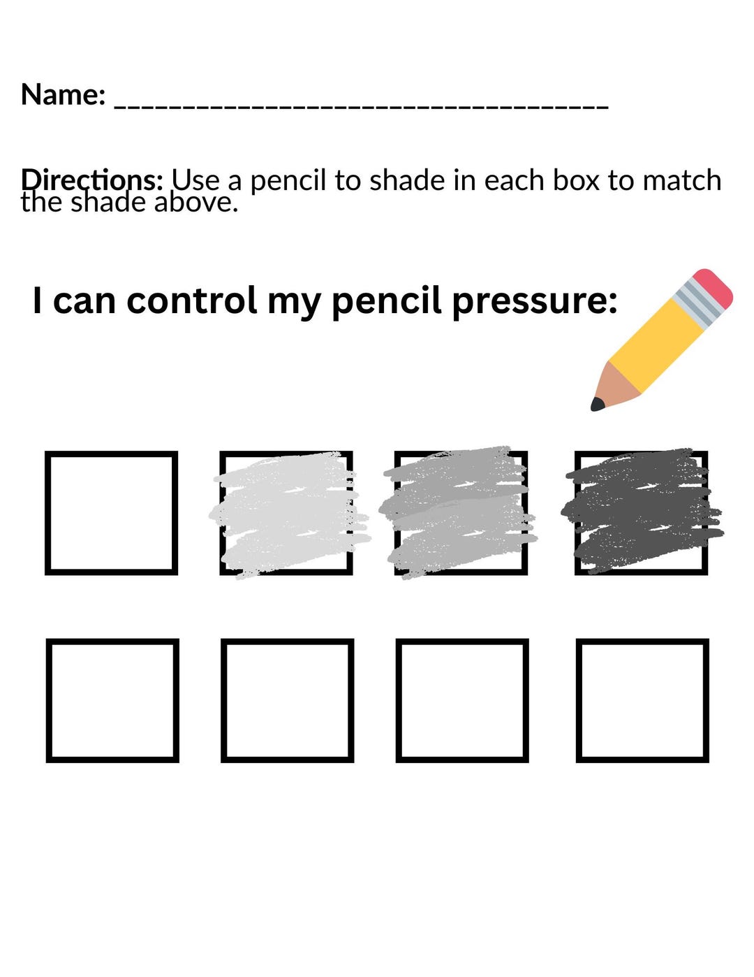 Occupational Therapy Improving Pencil Pressure Worksheet - Etsy