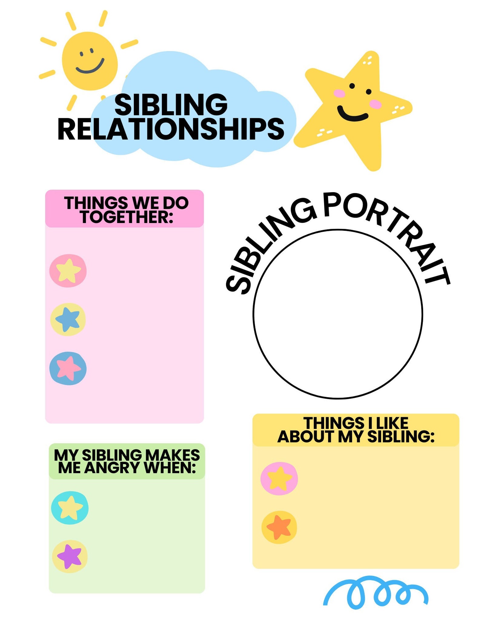 Occupational Therapy Sibling Relationships Worksheet 3 Pack - Etsy
