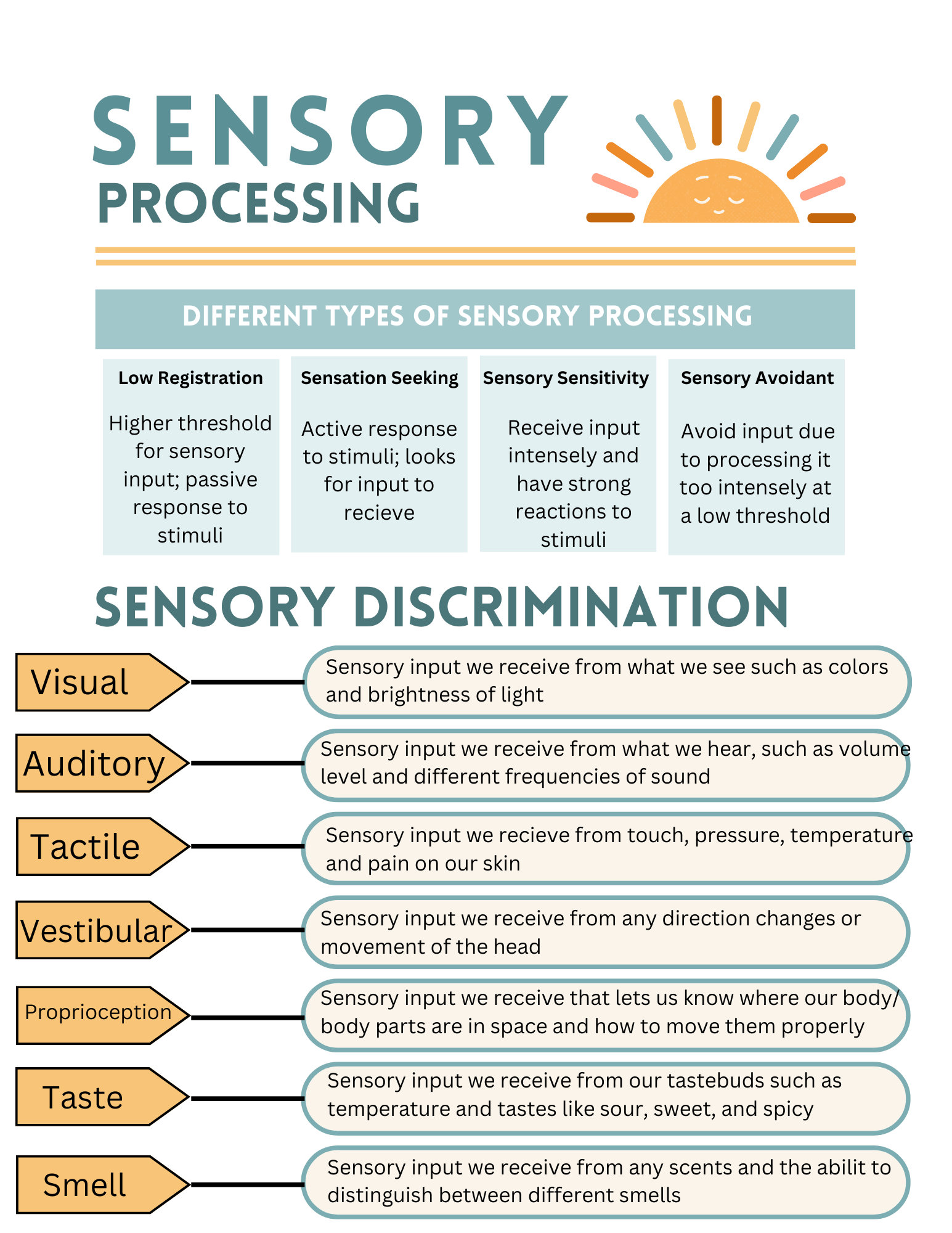 Occupational Therapy Sensory Processing Infographic - Etsy
