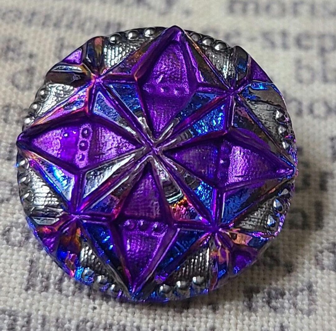 Cathedral Vintage Repro Czech Button Volcano With Purple Wash and ...