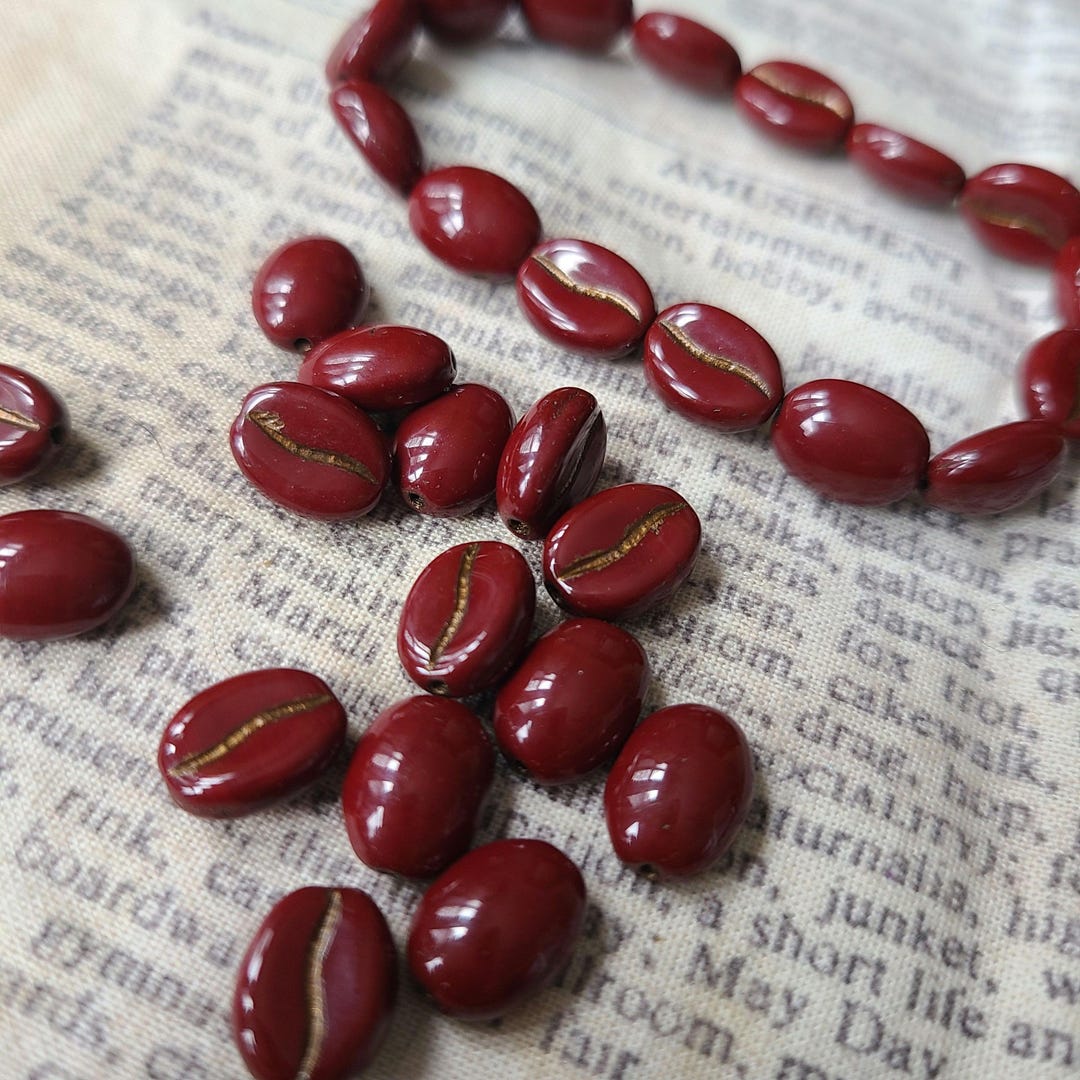 Coffee Bean Bead Maroon With Bronze Wash 11x8mm 15 Pcs - Etsy