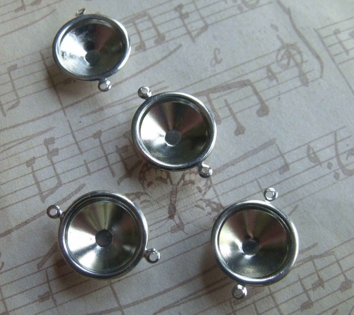 Silver Rivoli 16mm Settings Slimline Two Loops 4 Pcs | Etsy