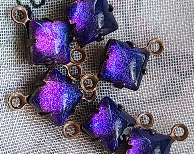 Purple Galaxy Cab Top 6mm Square Links 6 Pcs - Etsy