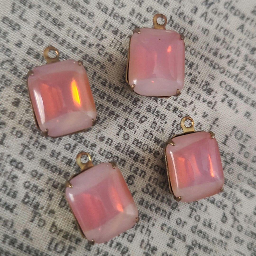 Orange Sabrina 12x10mm Octagon Vintage Glass Drops One Loop 4 Pieces - Etsy