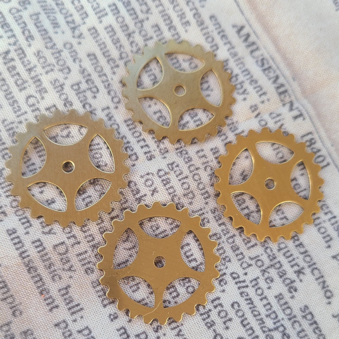 Large Gear or Cog Charms Brass Stamp Blanks 25mm 4 Pcs - Etsy
