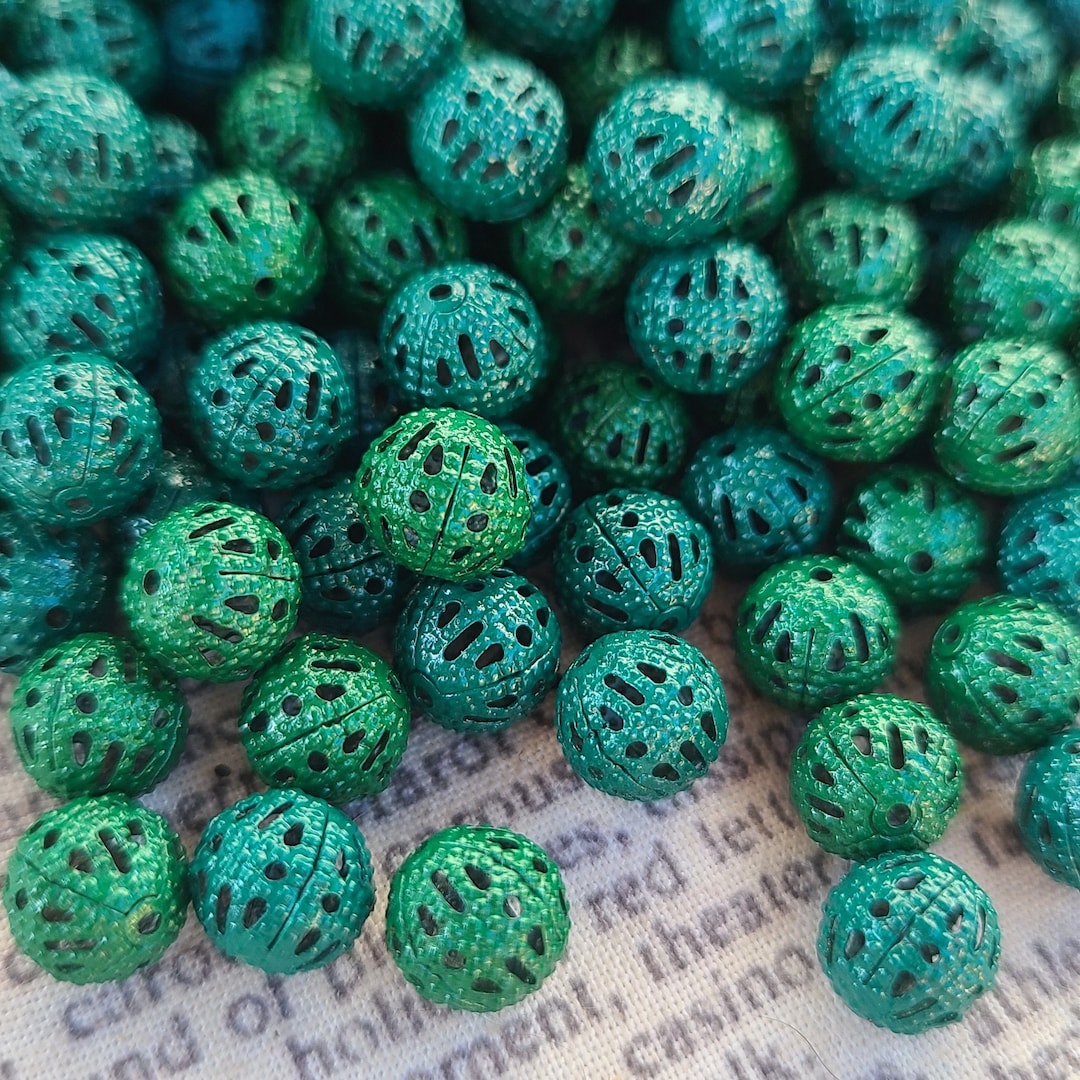 Shades of Green Filigree Spacer Bead 8mm Rounds 15 Pieces - Etsy