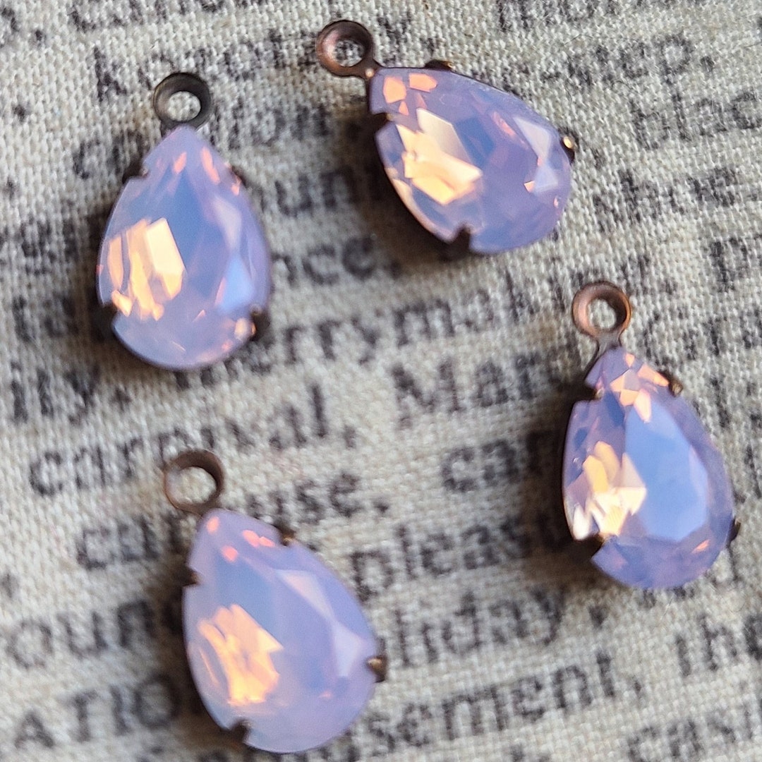 Lavender Opal 10x7mm Glass Pear Drops 4 Pcs - Etsy