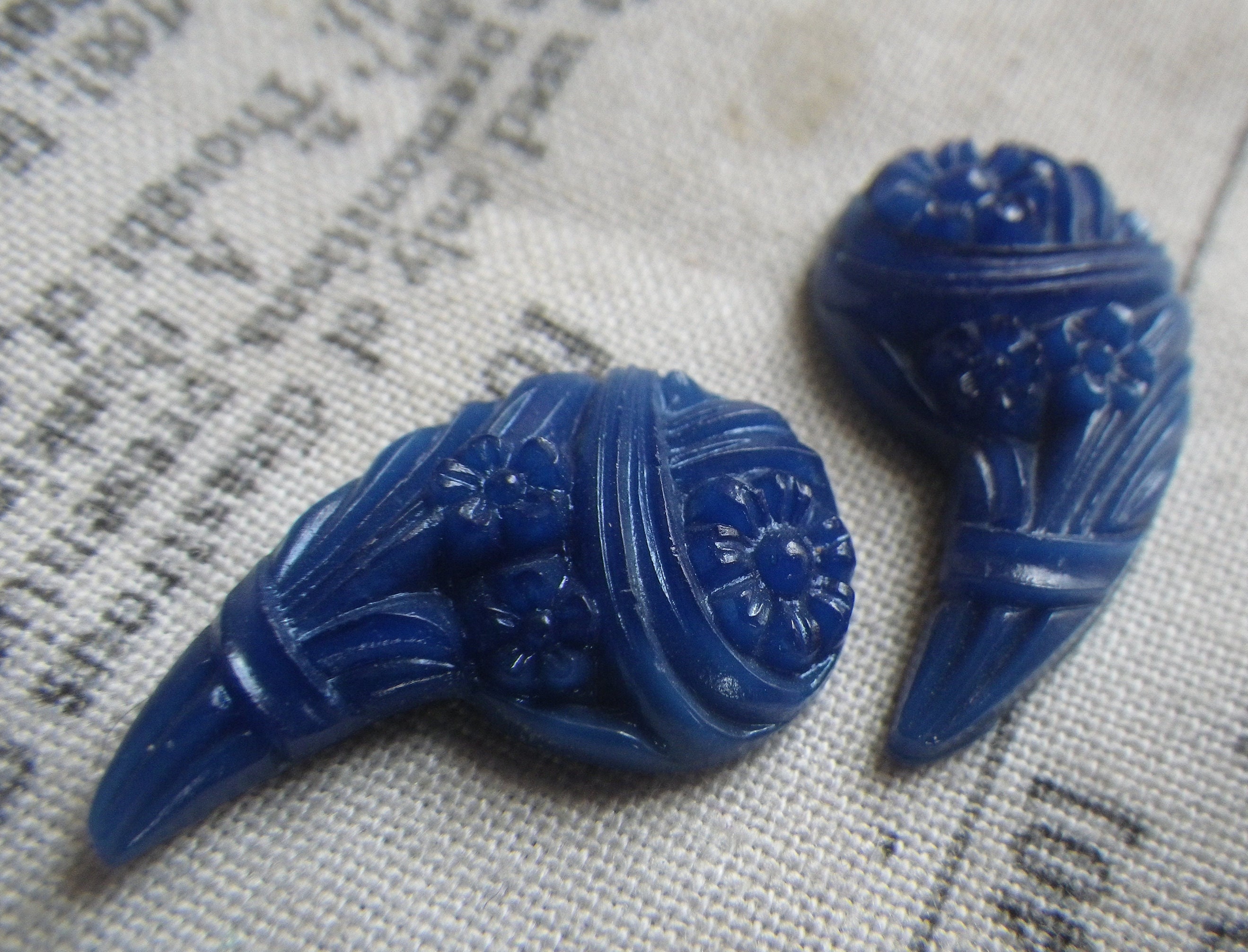 Cobalt Blue Vintage Opaque 22x13mm Left Comma Stone 2 Pcs - Etsy