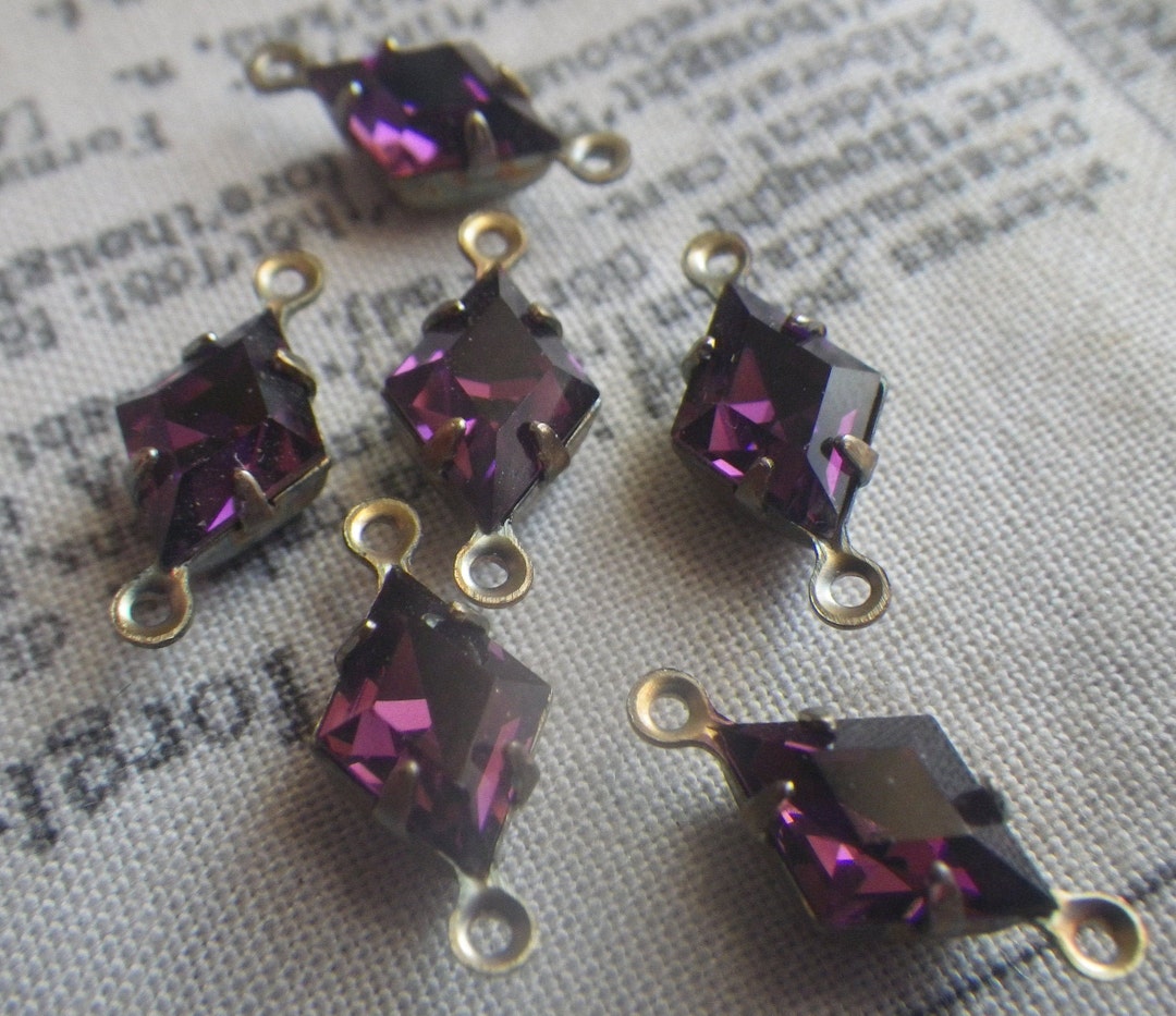 Amethyst Purple Vintage 10x7mm Kite Connectors 6 Pcs - Etsy