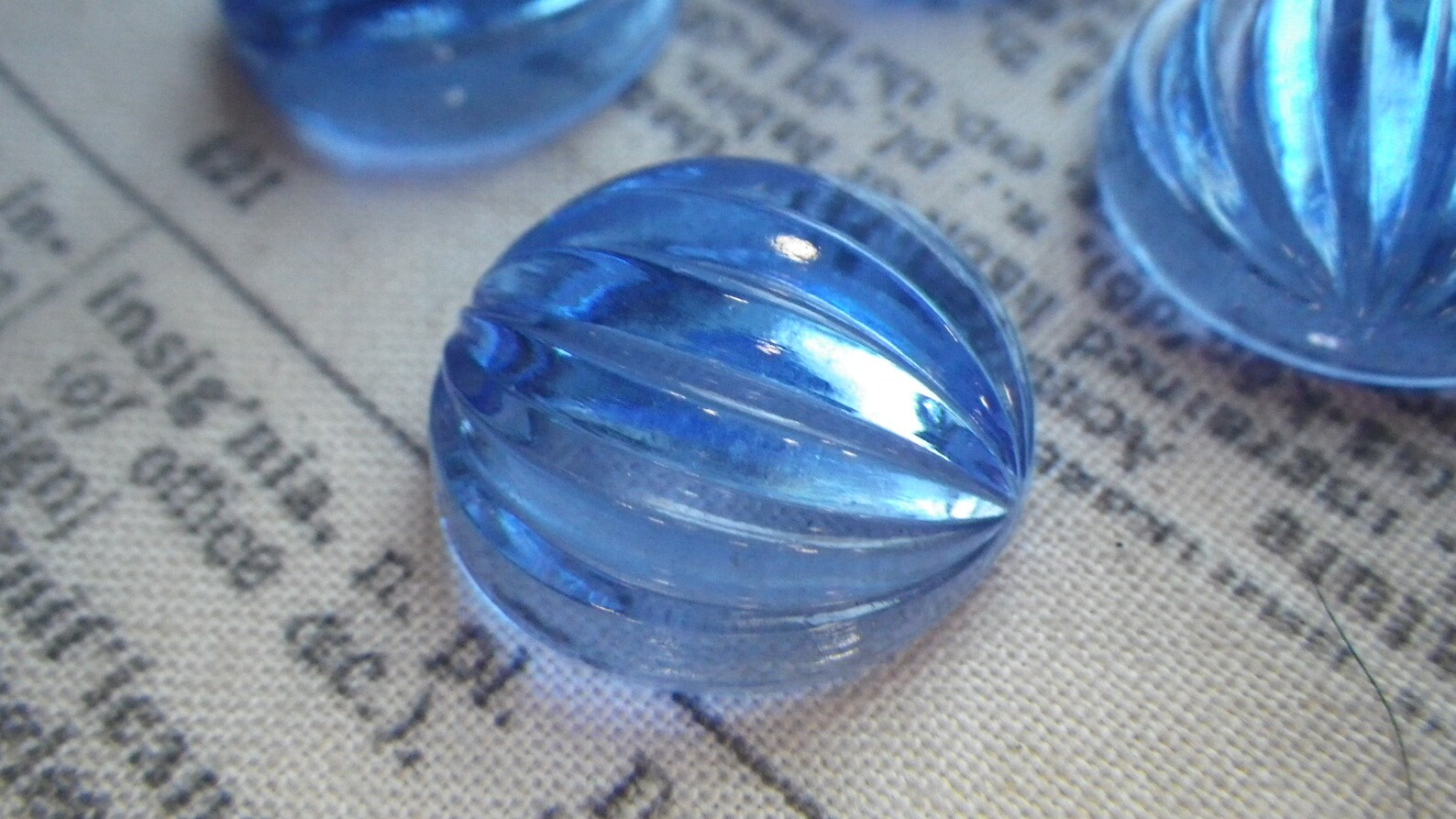 Sapphire Blue Melon Ball Convex 18mm Vintage Glass Gems 4 Pcs | Etsy