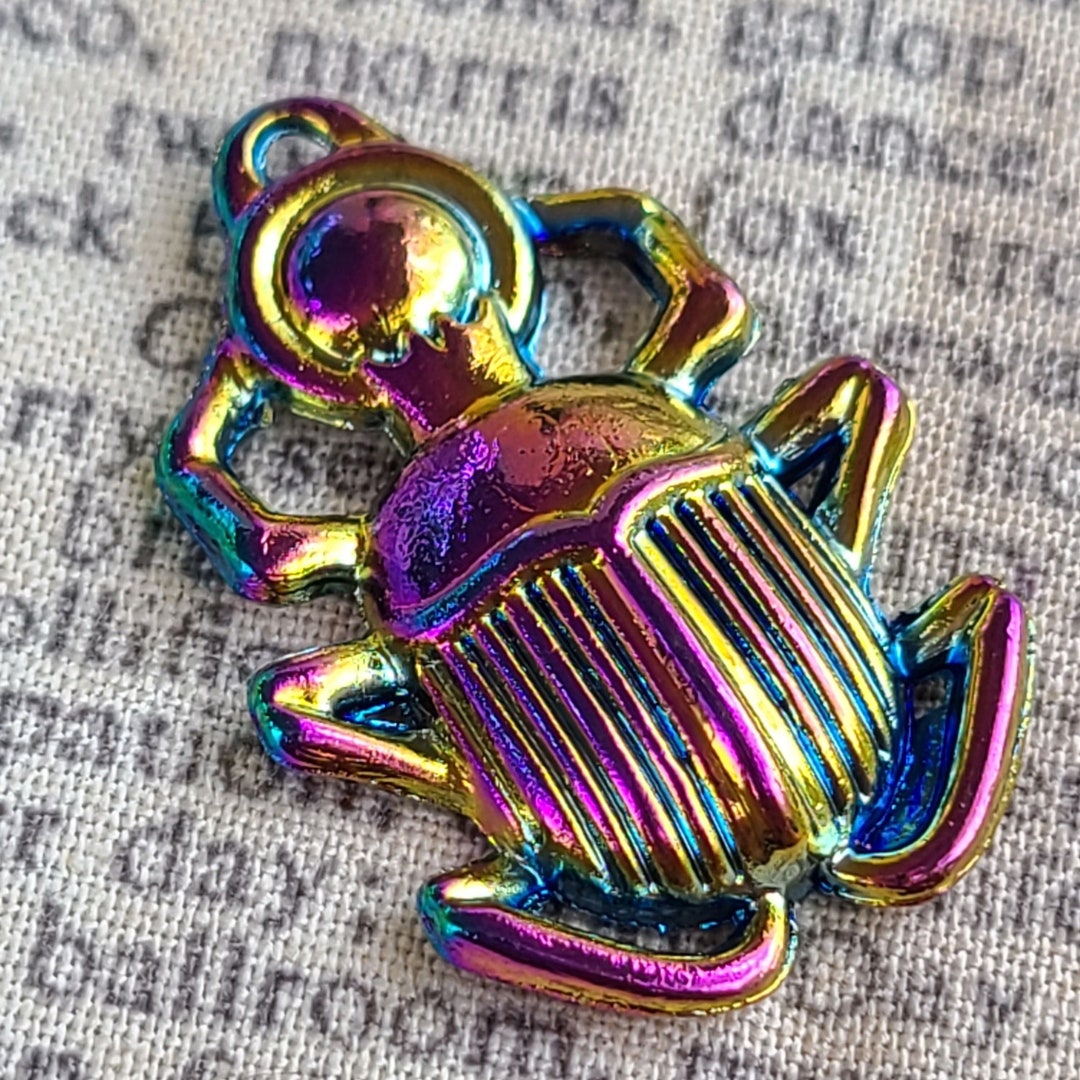 Rainbow Plated Scarab Charm Bronze 31x21mm 4 Pcs - Etsy