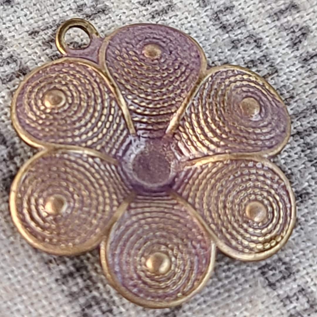 Purple Patina Brass Stylized 16mm Flower Charms 6 Pcs - Etsy