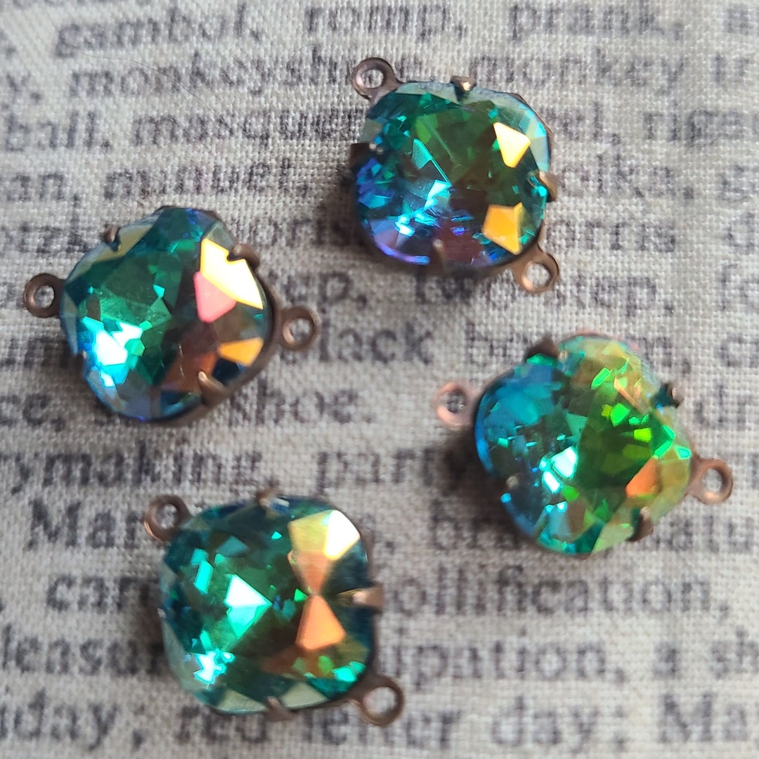 Rainforest Green AB Rhinestone 10mm Rounded Square Links 4 Pcs - Etsy
