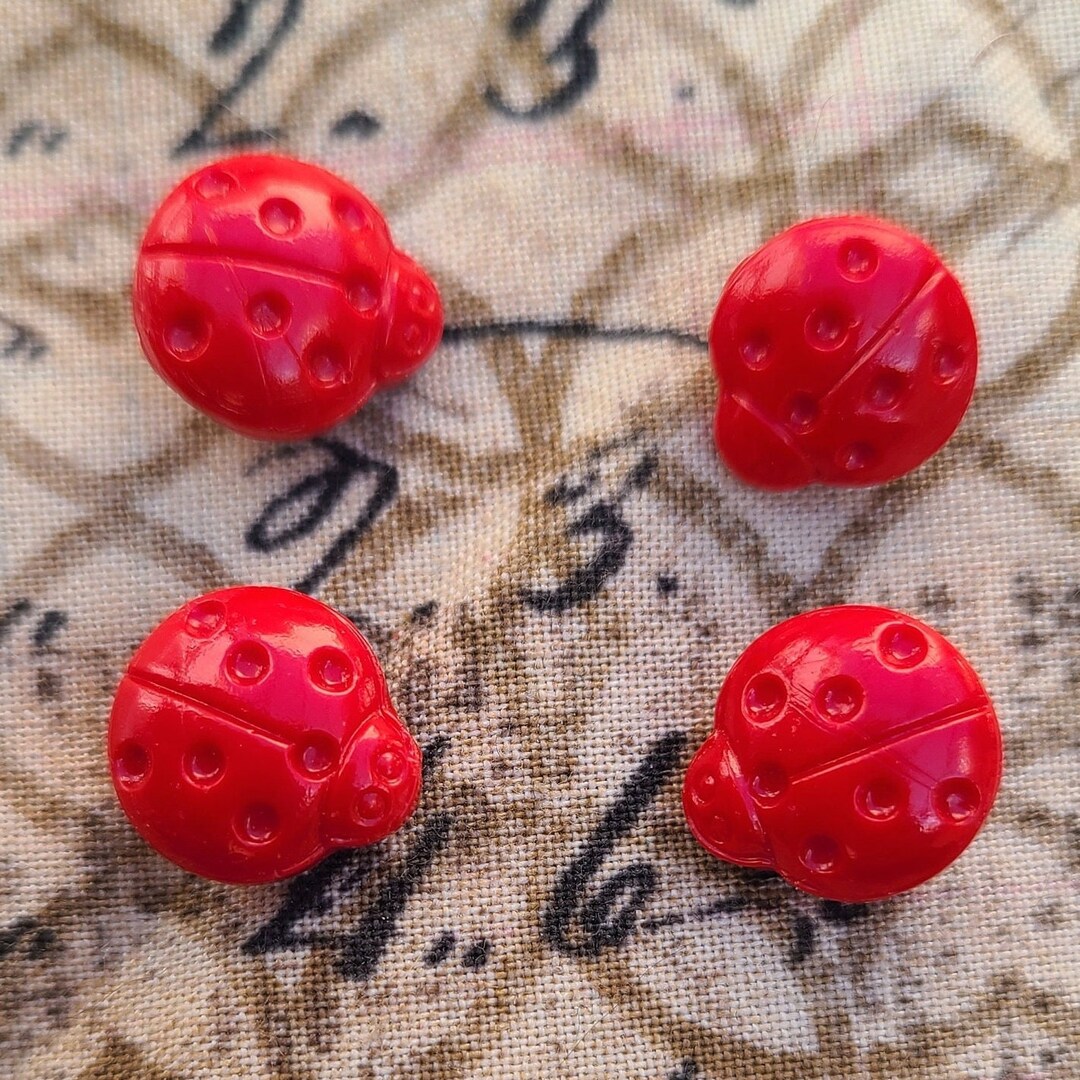 Opaque Cherry Red Vintage Ladybug Buttons 13x12mm 4 Pcs - Etsy