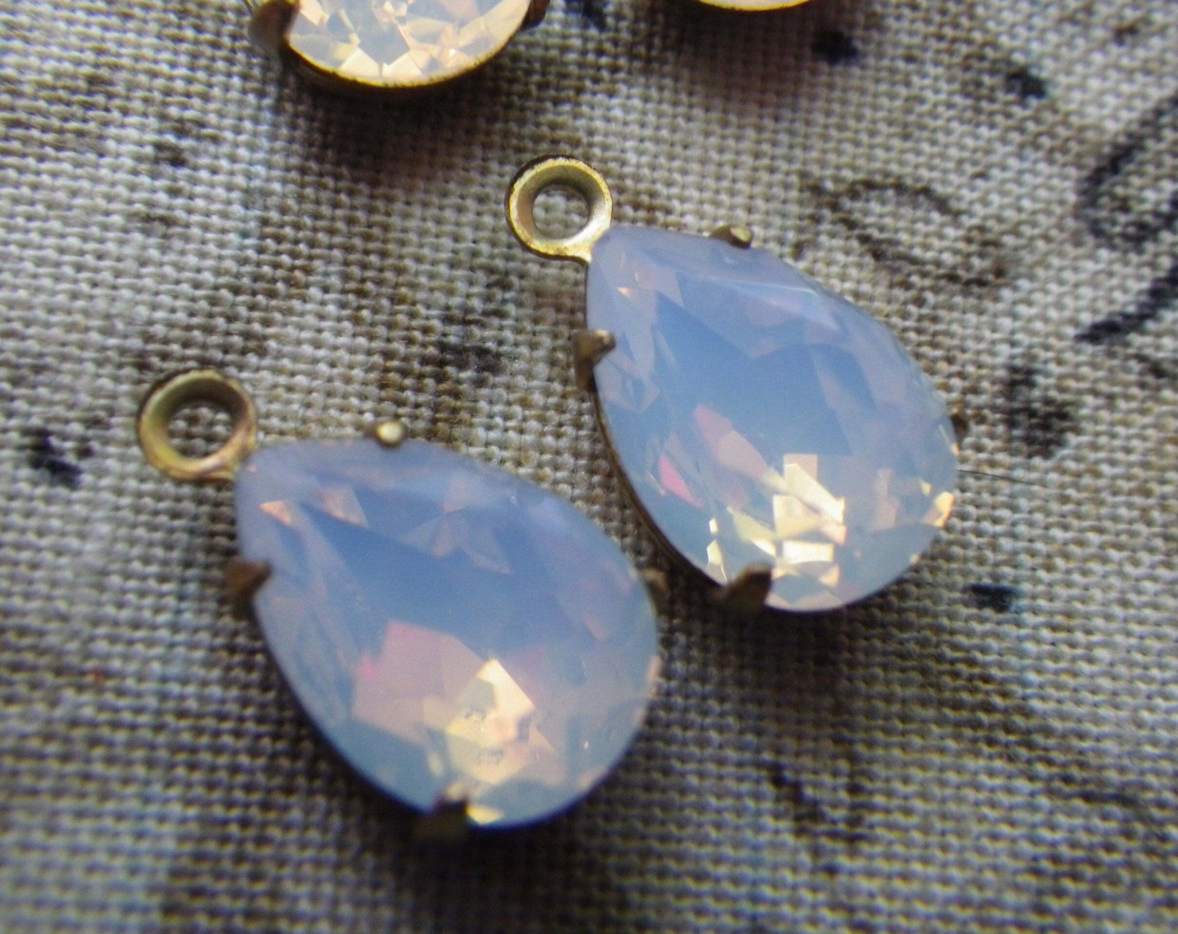 White Opal 10x7mm Glass Pear Drops 4 Pcs | Etsy