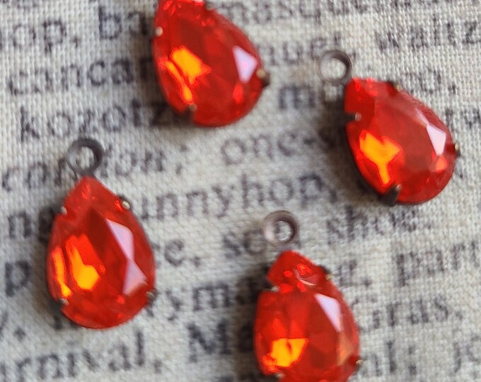 Red Opal 10x7mm Glass Pear Drops 4 Pcs - Etsy