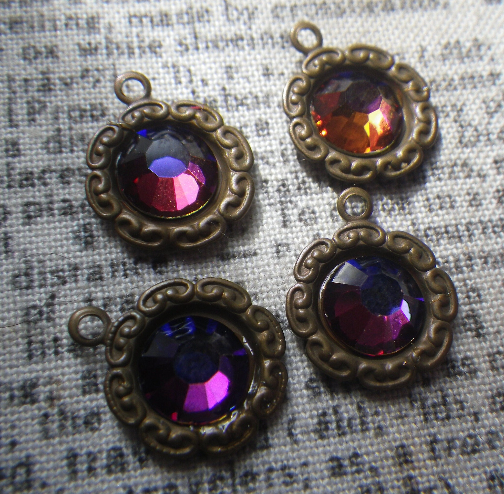 Preciosa Volcano Purple and Orange Crystal Large Daisy Drops 4 Pcs - Etsy