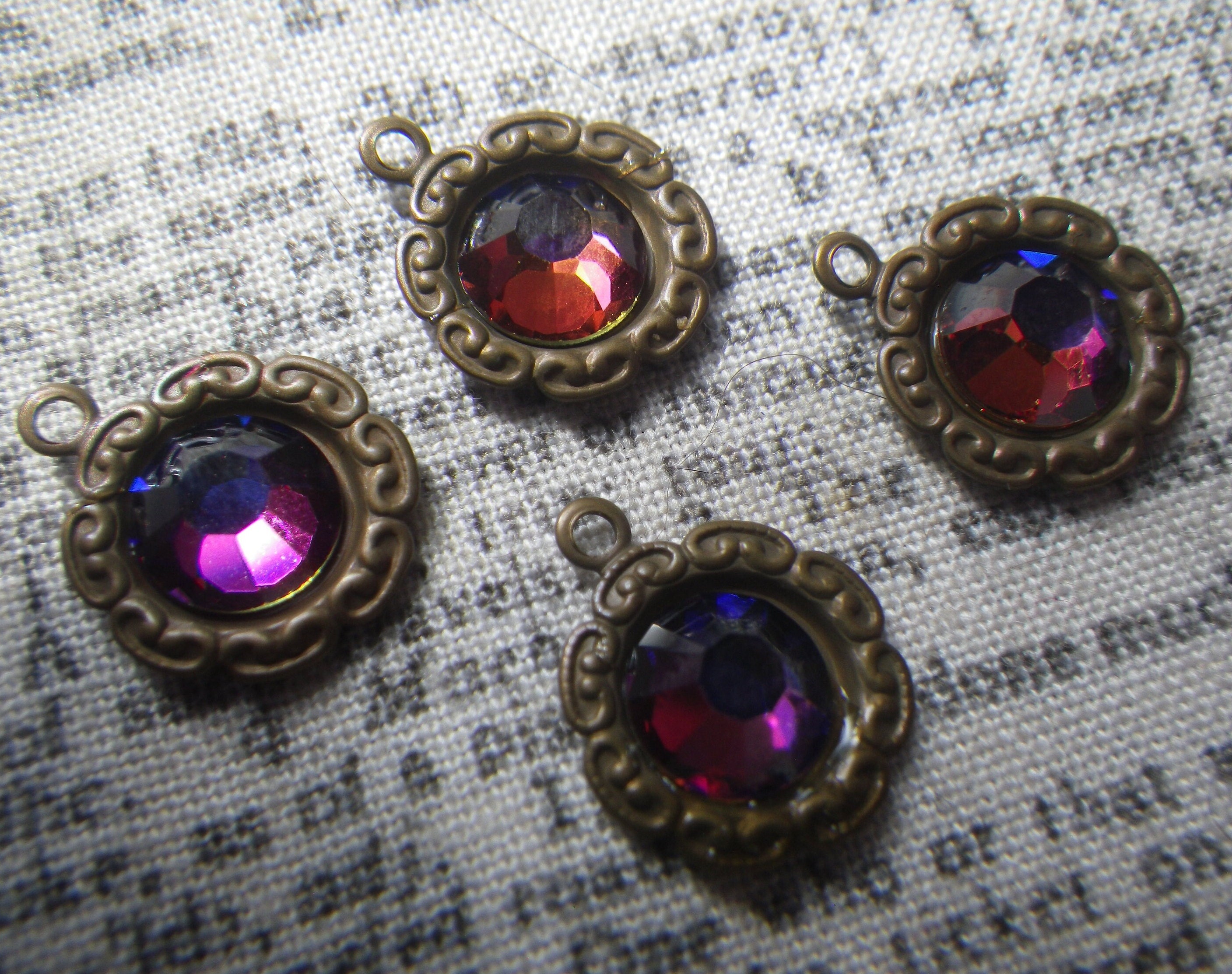 Preciosa Volcano Purple and Orange Crystal Large Daisy Drops 4 Pcs - Etsy