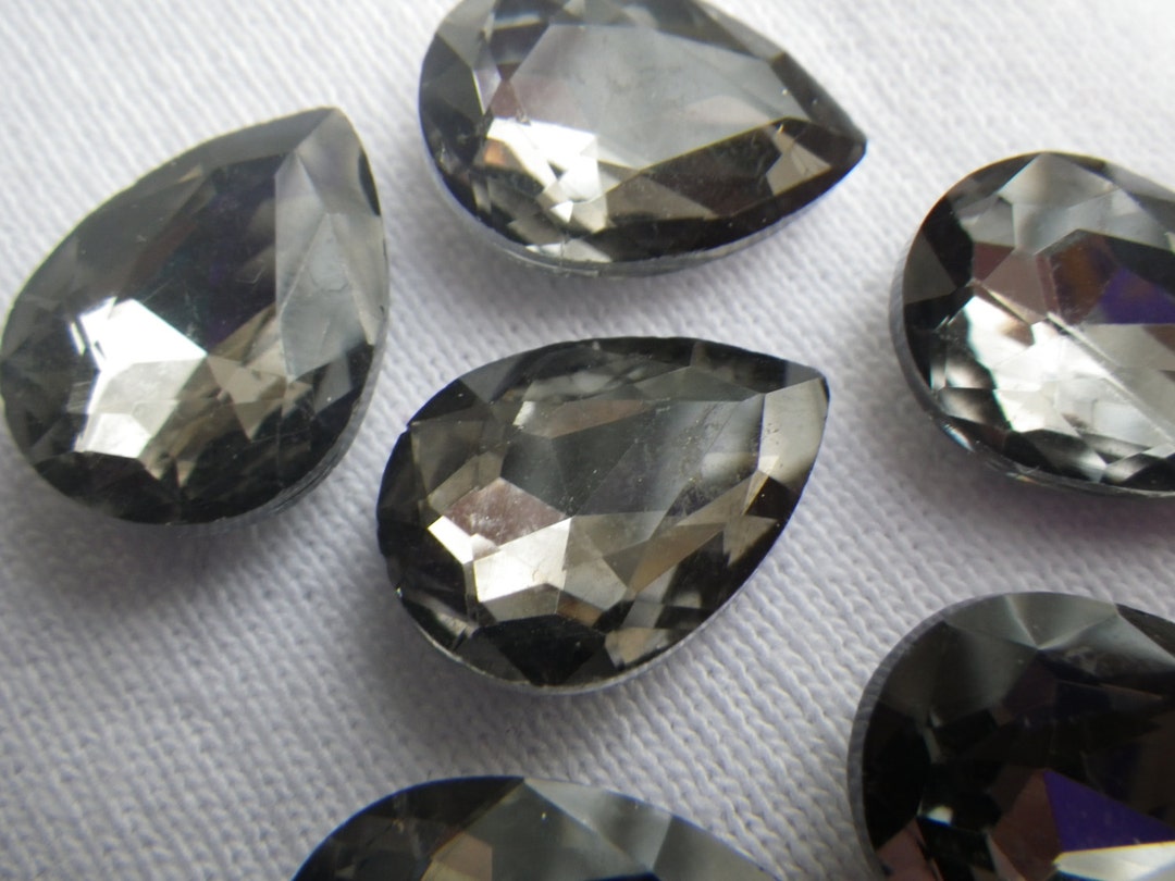 Black Diamond 18x13mm Pear Crystal Glass Pointed Back Gems 4 Pcs - Etsy