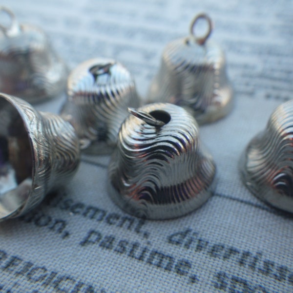 Silver Bell Charms - Etsy