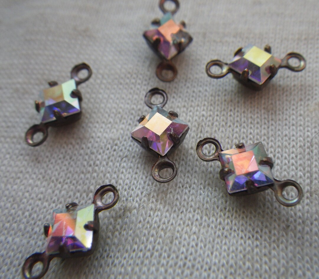 Crystal AB Vintage 4mm Square Brass Ox Connector 6 Pcs - Etsy