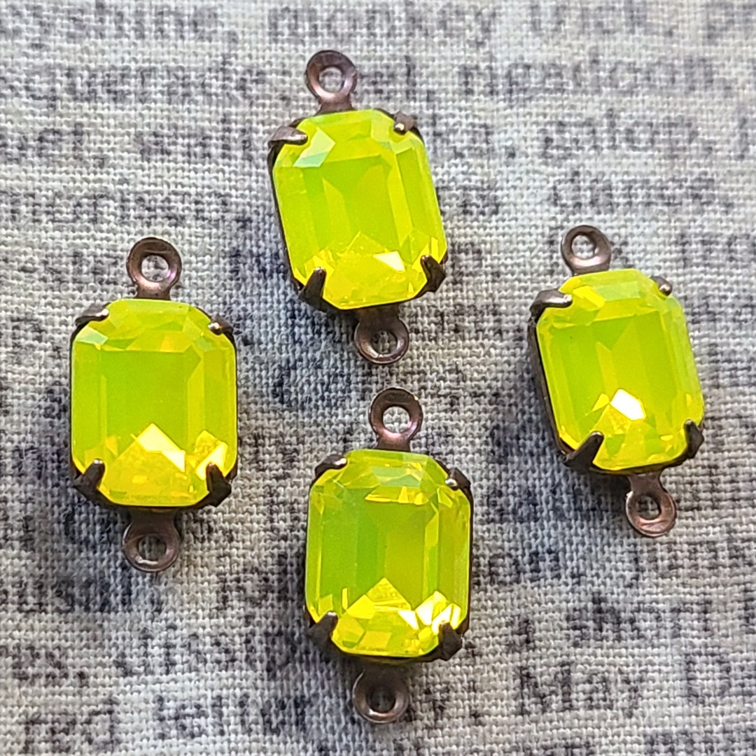 Yellow Opal 10x8mm Glass Octagon Links 4 Pcs - Etsy