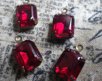 Peach Blush Octagon 14x10mm Brass Ox Glass Drops 4 Pcs - Etsy