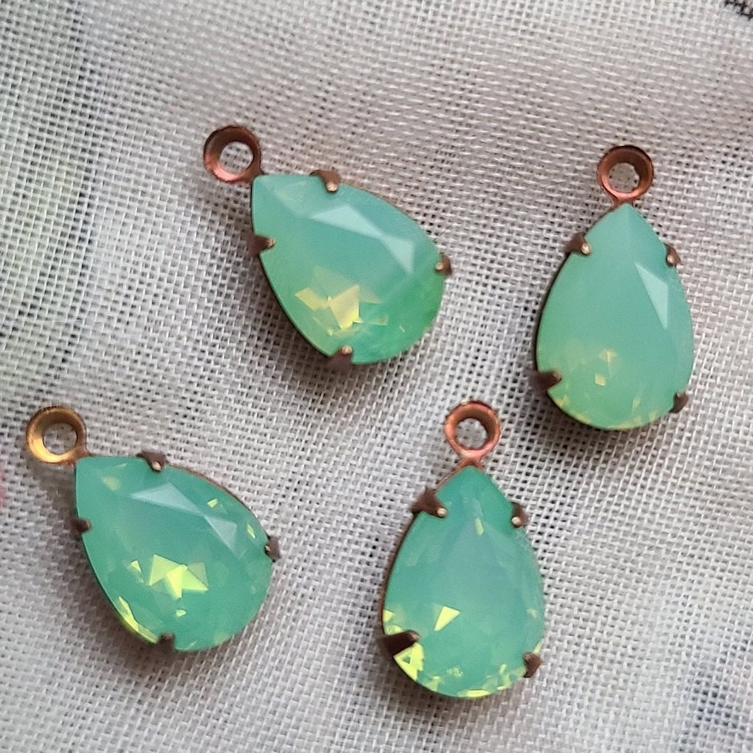 Green Opal 10x7mm Glass Pear Drops 4 Pcs - Etsy
