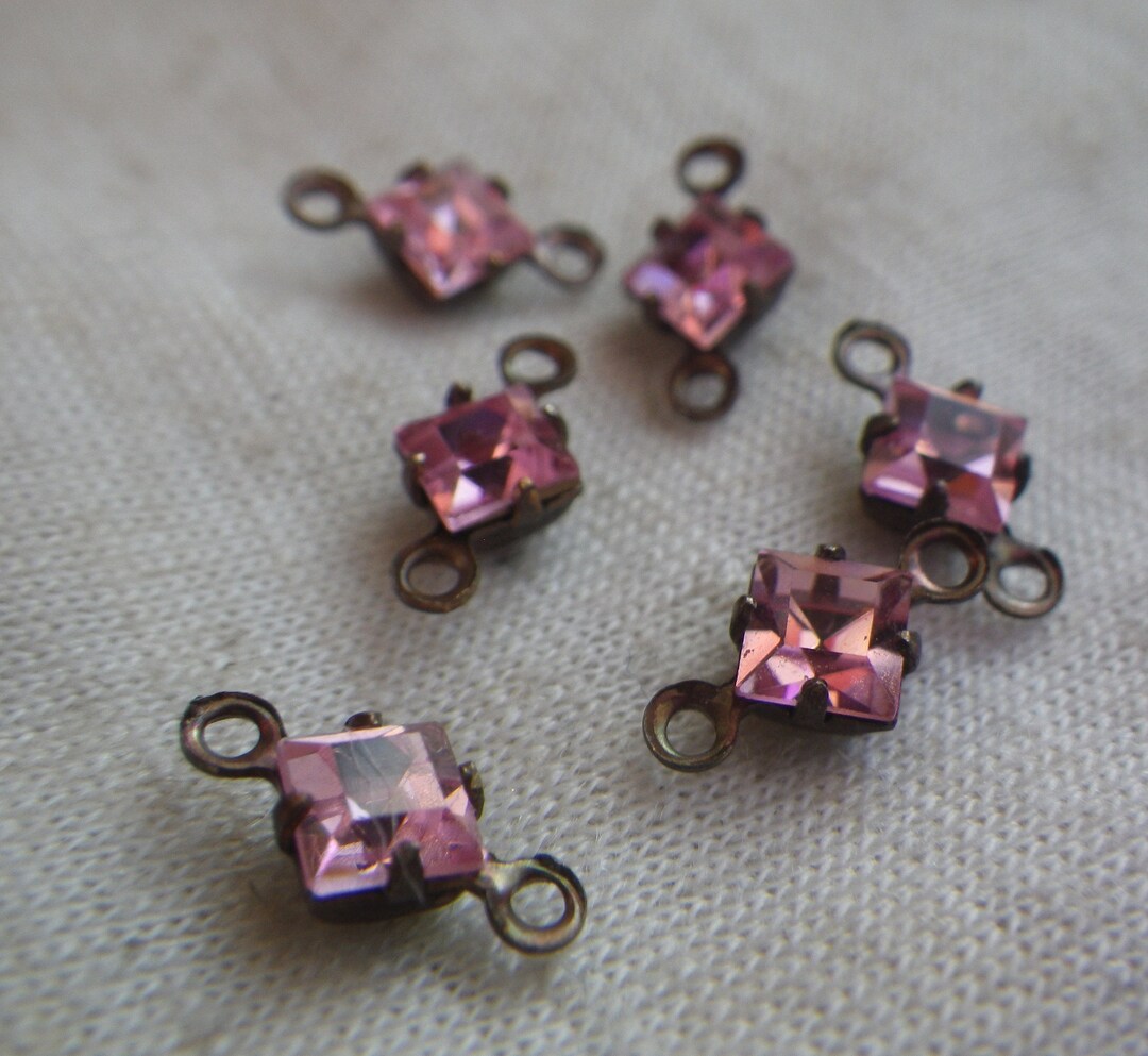 Light Rose Pink Vintage 4mm Square Brass Ox Connector 6 Pcs - Etsy