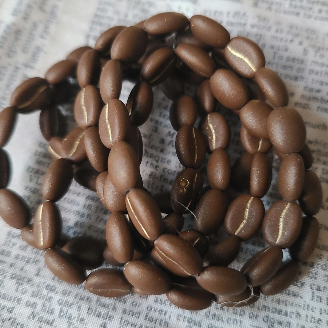 Coffee Bean Bead Matte Brown With Gold Wash 11x8mm 15 Pcs - Etsy