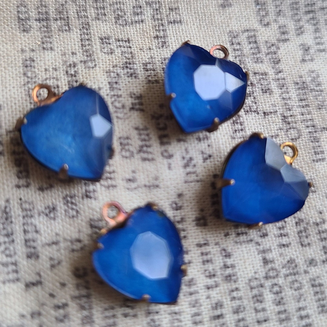 Cerulean Blue Foiled Crystal 10mm Heart Drops 4 Pcs - Etsy