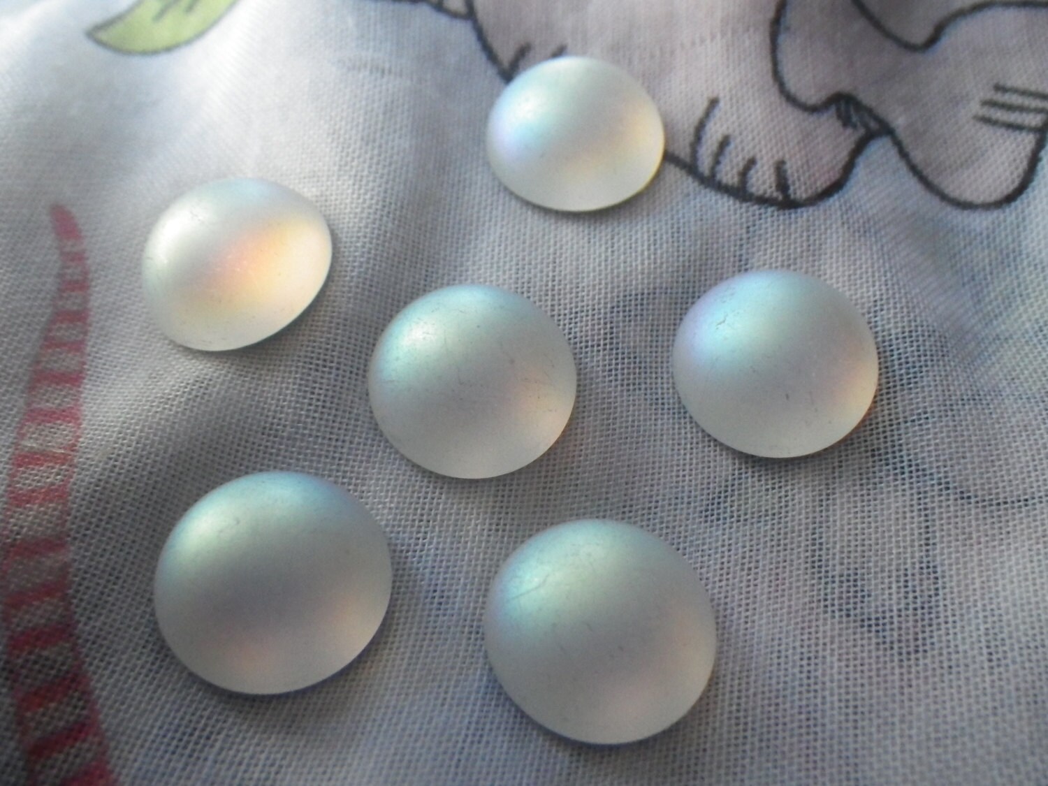 Matte Crystal AB Lunar White 11mm Round Glass Cabs 6 Pcs | Etsy