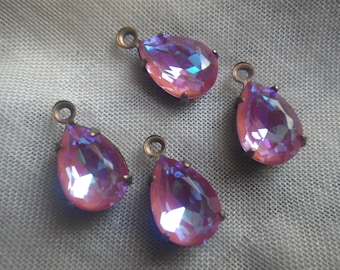 Northern Lights Electric White Glass Pears in Oxidized Brass Settings ...