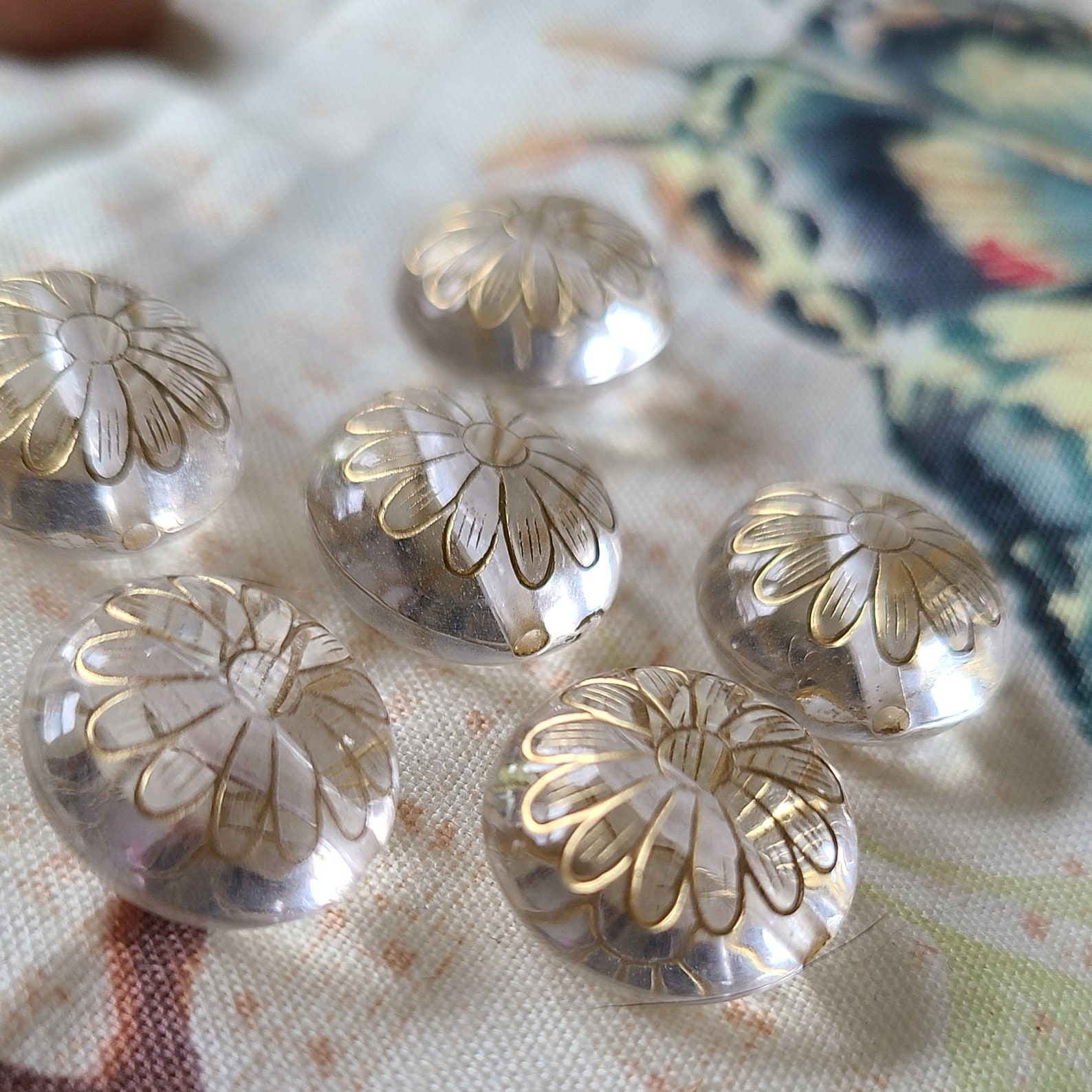 Gilded Crystal Daisy Floral Disc Beads 17mm Plastic Beads 6 Pcs - Etsy