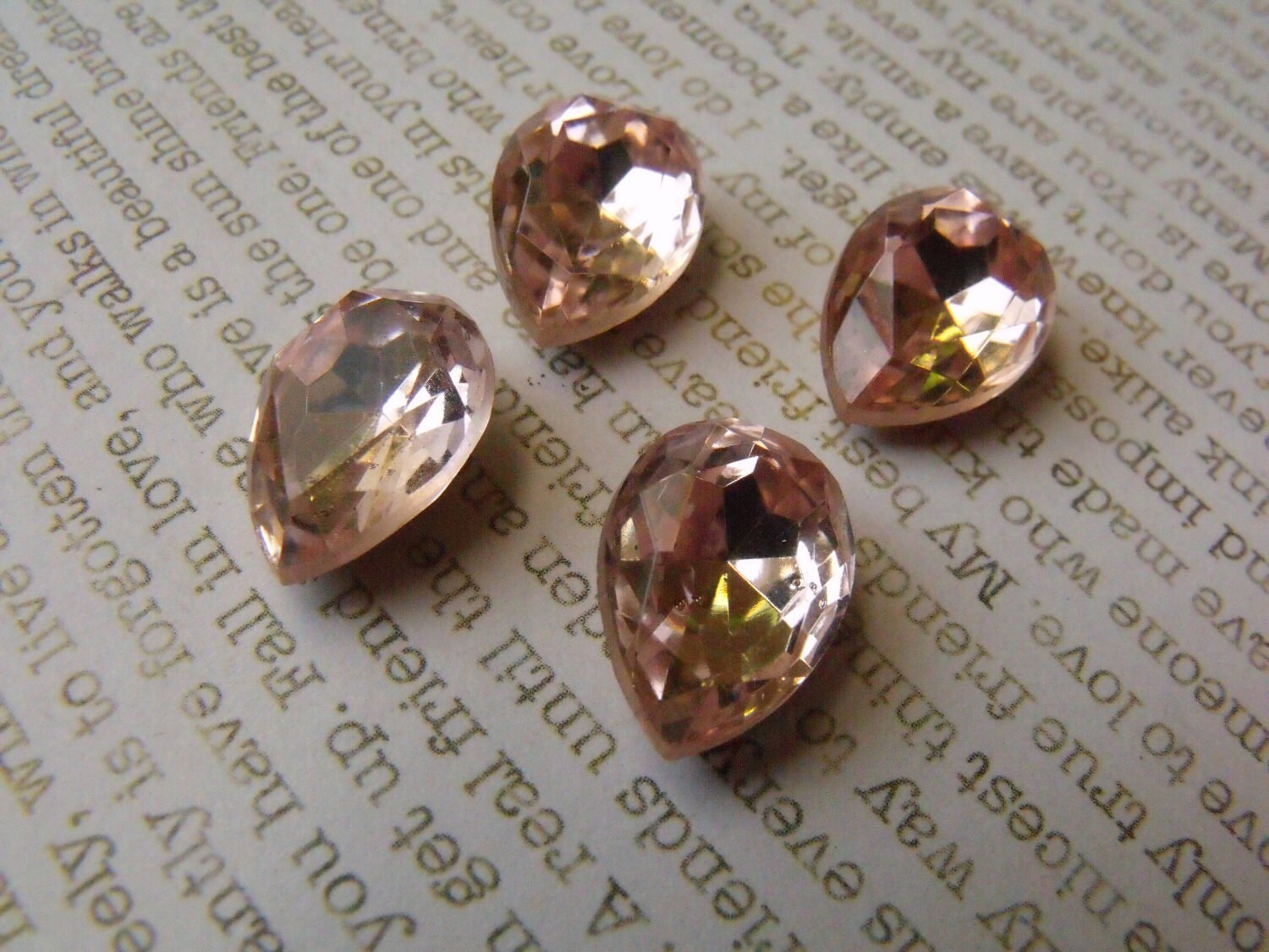 Rosaline 15x11mm Pear Glass Gems Foiled 4 Pcs | Etsy