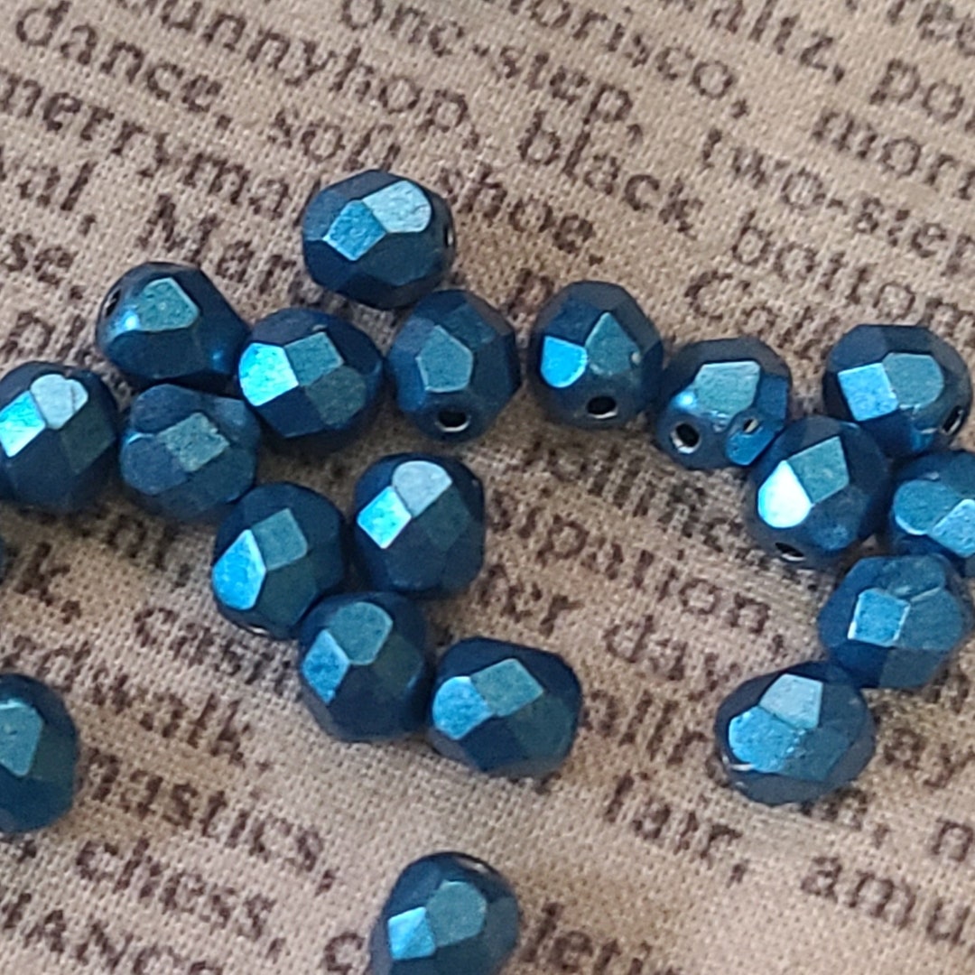 Saturated Metallic Nebula Blue 6mm Round Fire Polished Glass Beads 25 ...