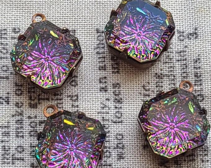 Vitrail Patterned Rhinestone 10mm Rounded Square Drops 4 Pcs - Etsy