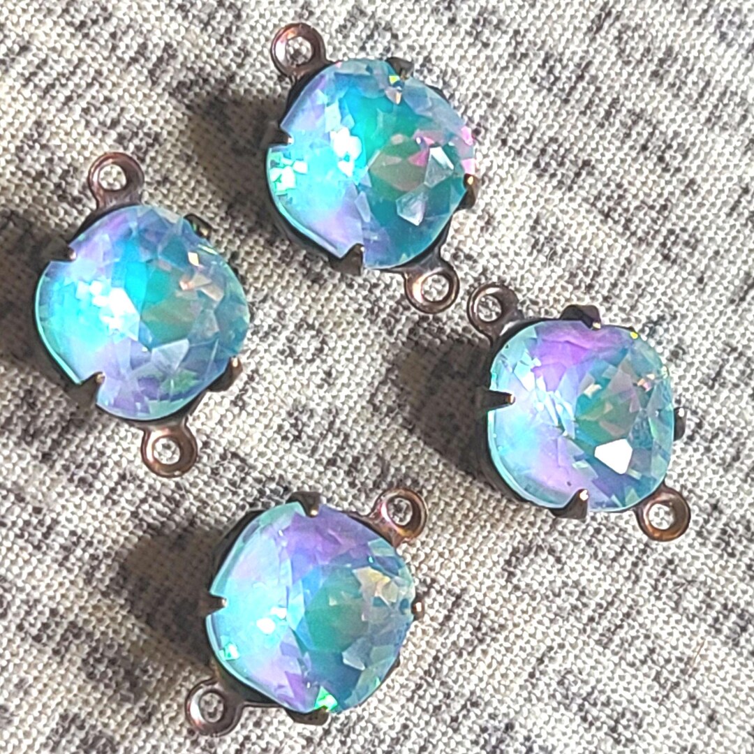 Powder Blue Sparkle Rounded Square 8mm Brass Ox Connector Two Loops 4 ...