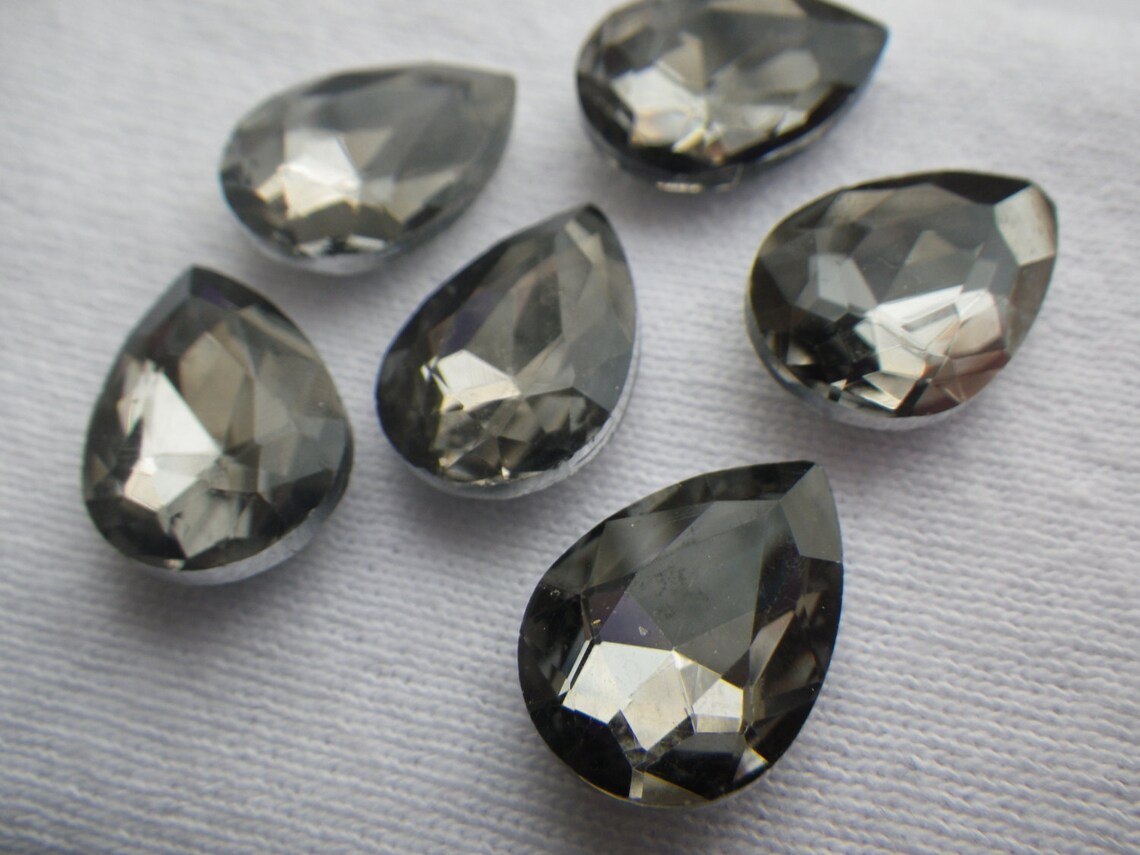 Black Diamond 18x13mm Pear Crystal Glass Pointed Back Gems 4 Pcs - Etsy