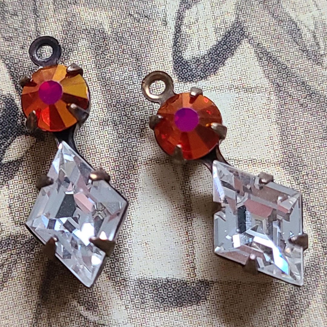 Carnival Red and Crystal Clear Kite Glass Drop One Loop 4 Pcs - Etsy