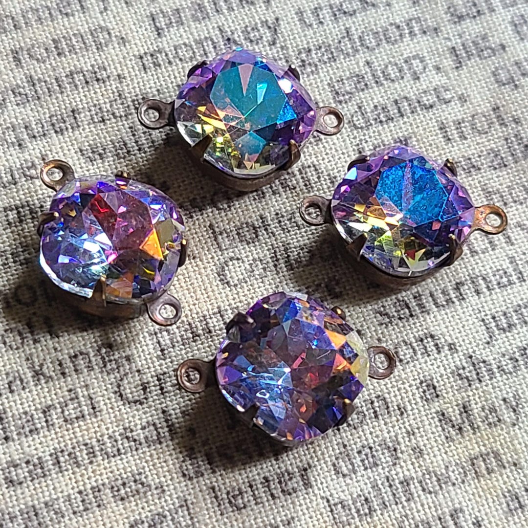 Lavender Glacier Blue Rounded Square 10mm Brass Ox Connector Two Loops ...