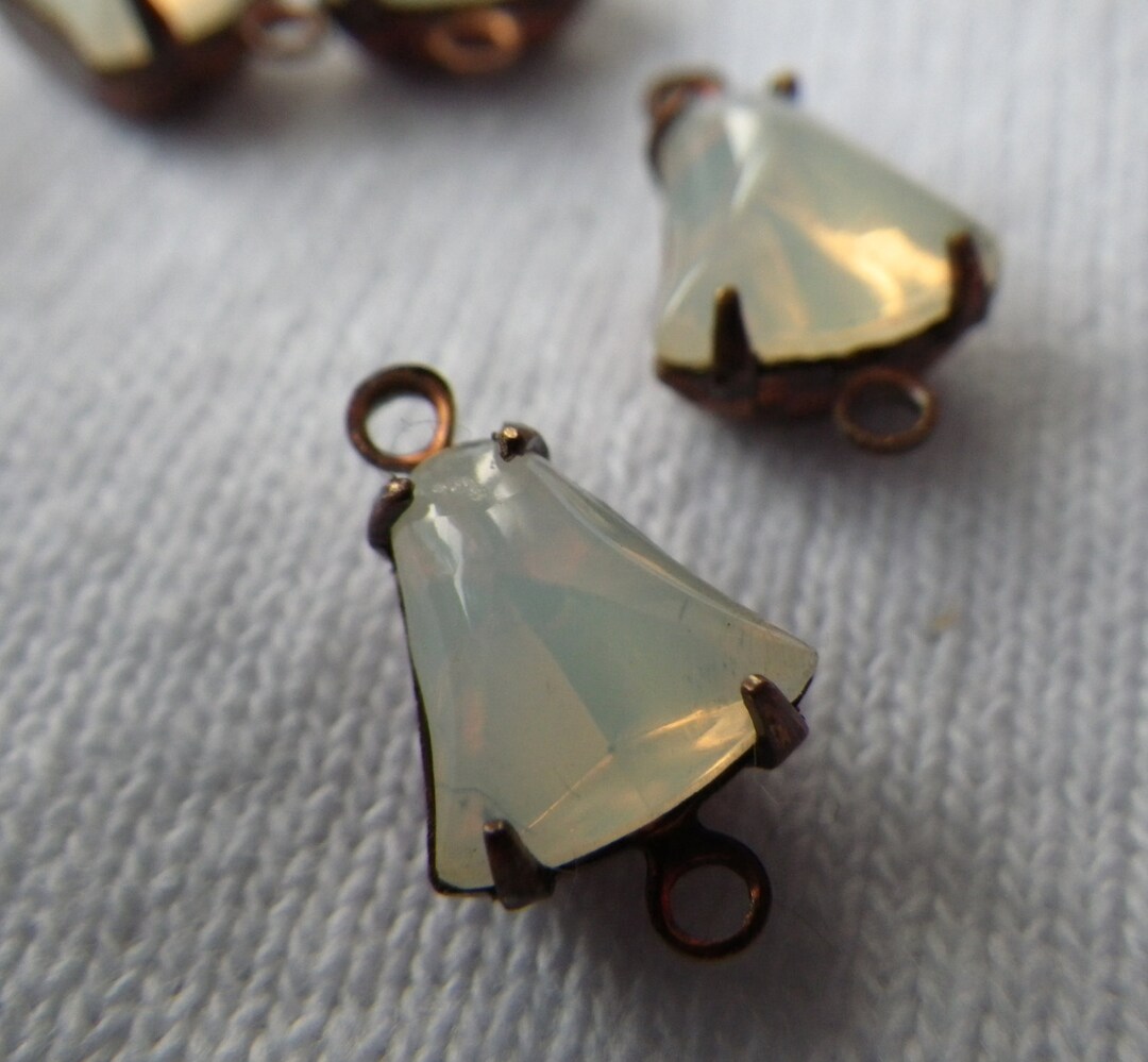 White Opal Tiny Bell Brass Ox Connectors Two Loops 8mm 6 Pcs - Etsy
