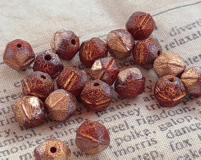Ruby Red With Matte Copper Finish and Copper Wash English Cut Round 8mm ...