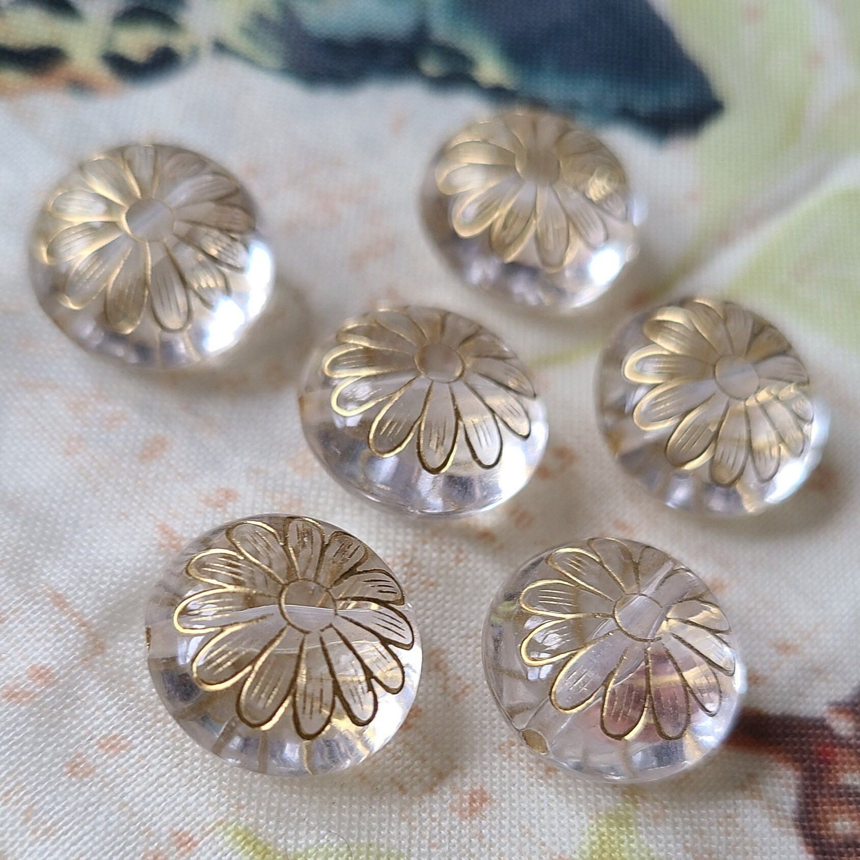 Gilded Crystal Daisy Floral Disc Beads 17mm Plastic Beads 6 Pcs - Etsy