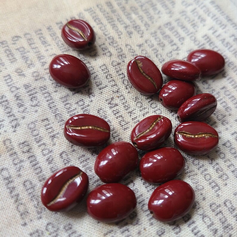 Coffee Bean Bead Maroon With Bronze Wash 11x8mm 15 Pcs - Etsy