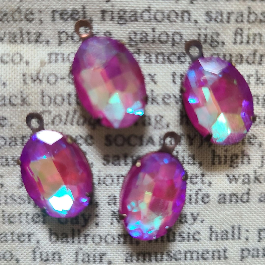 Electric Magenta Flash 14x10mm Faceted Glass Oval Drops 4 Pcs - Etsy