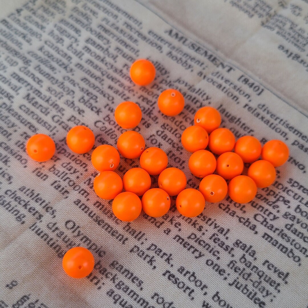 Neon Orange Crystal Pearls 8mm 15 Pcs - Etsy