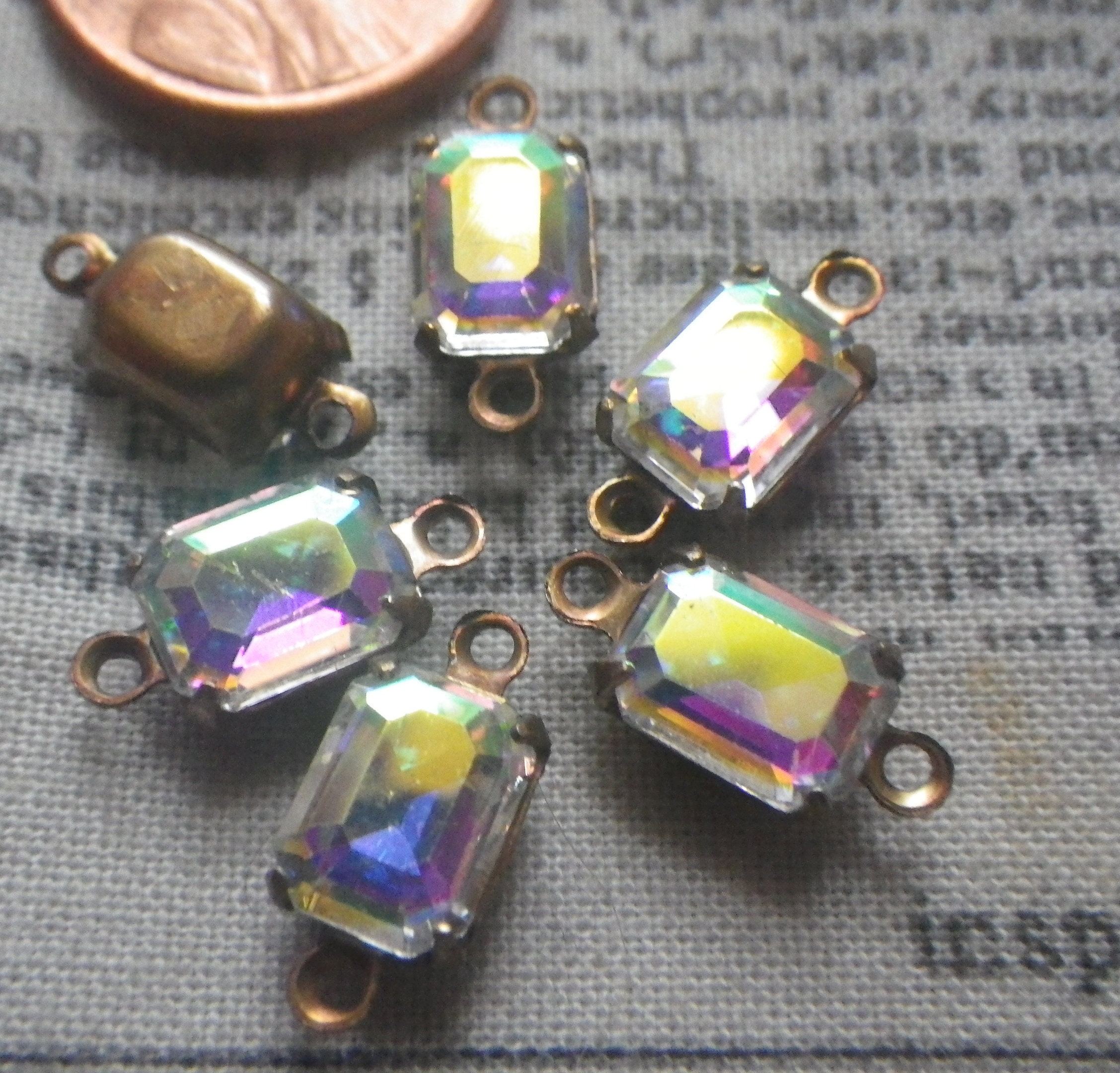 Crystal AB Glass Rhinestone 8x6mm Octagon Links 6 Pcs - Etsy