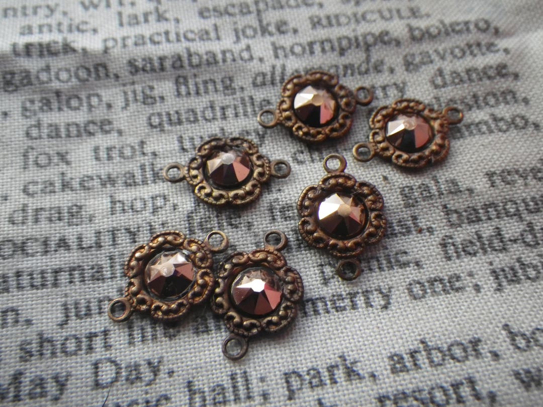 Rose Gold Metallic Crystal Tiny Daisy Brass Ox Connectors 6 Pcs - Etsy